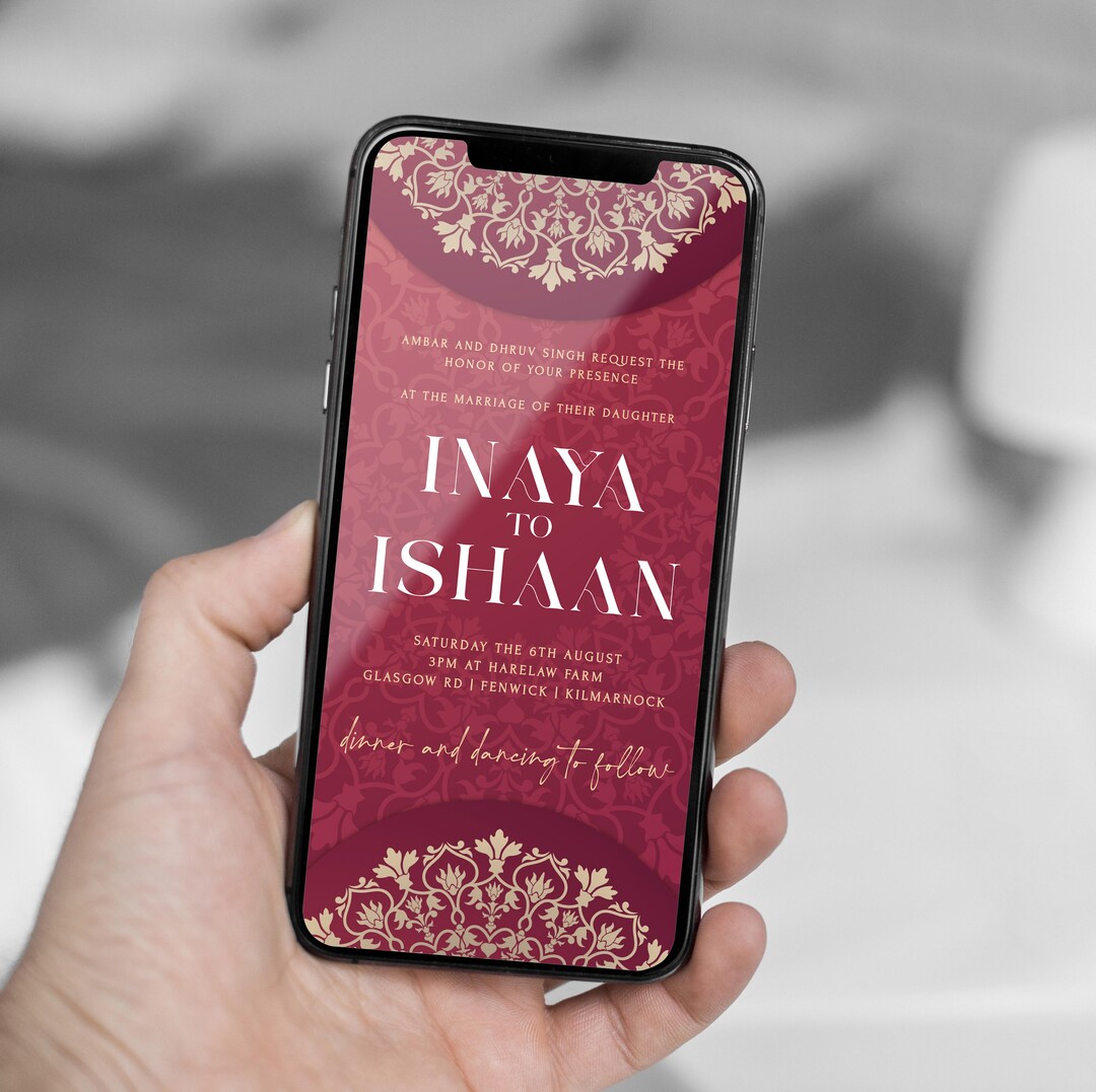 ELEGANT Indian Wedding Evite Template Modern Luxury Indian Digital ...