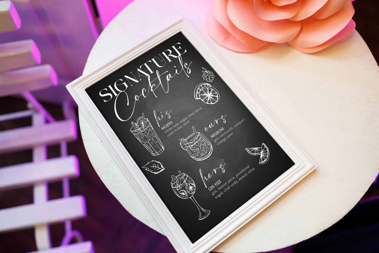 Chalkboard Drinks Menu Wedding Signature Cocktails Template Editable ...