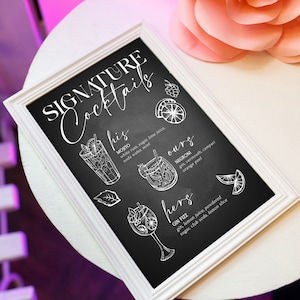 Chalkboard Drinks Menu Wedding Signature Cocktails Template Editable ...