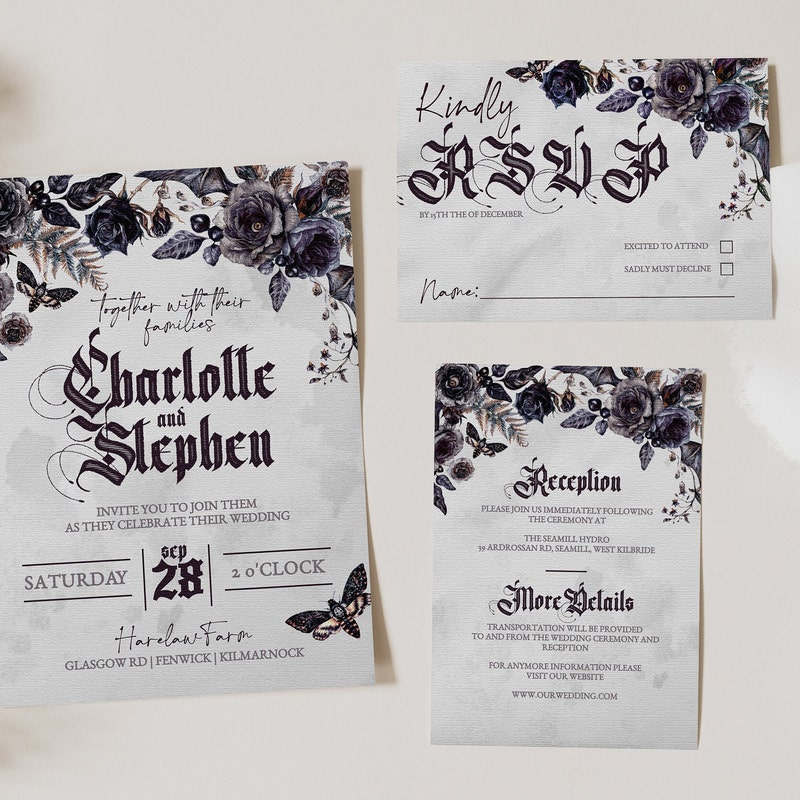 Goth Wedding Invitation - Etsy