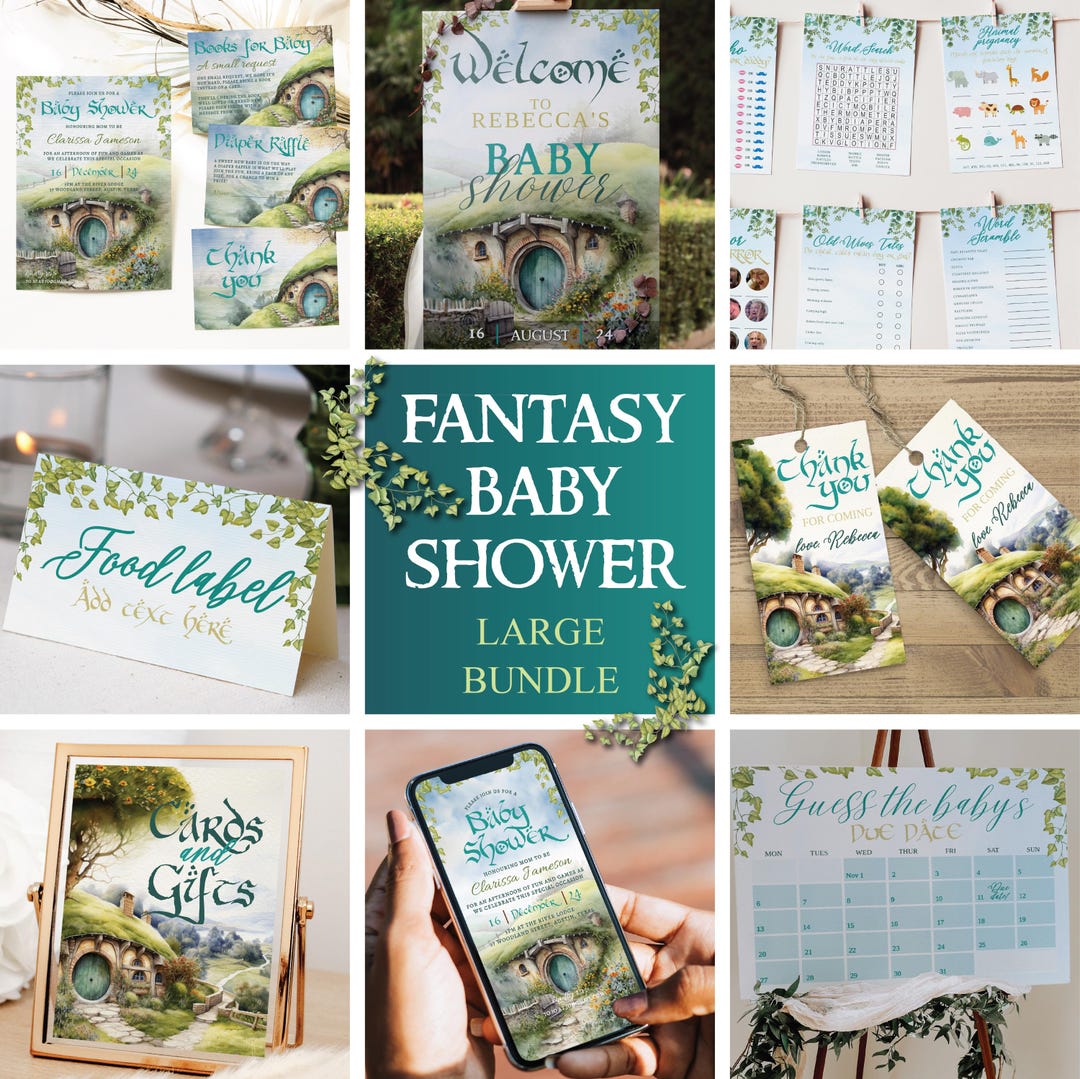 Geeky Baby Shower Large Bundle, Editable Nerdy Baby Decorations Sign ...