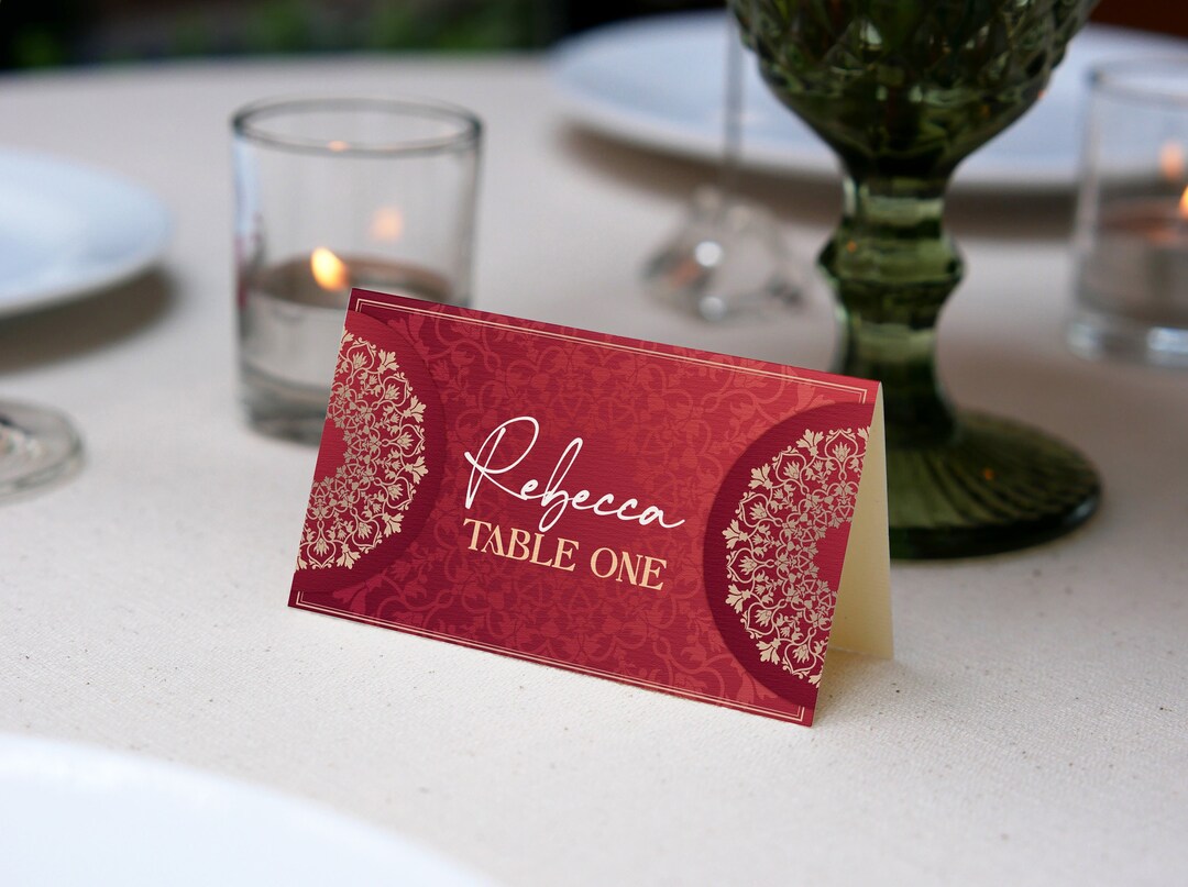 Indian Wedding Name Cards Editable Template Hindu Wedding Place Cards ...