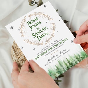 LOTR Wedding Invitation Editable Template Nature Wedding Geek Fantasy ...