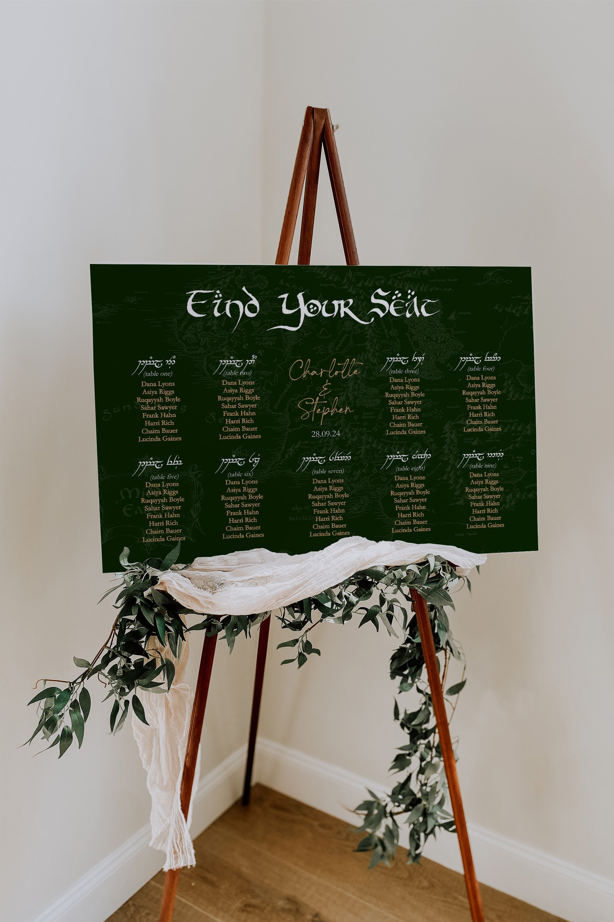 LOTR Wedding Seating Chart Template Nerdy Wedding Middle Earth - Etsy