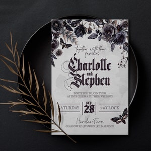 GOTHIC Wedding Invitation Template Romantic Goth Wedding Invite Day ...