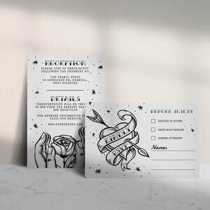 TRAD TATTOO Wedding Invitation Set RSVP Details Alternative Wedding ...