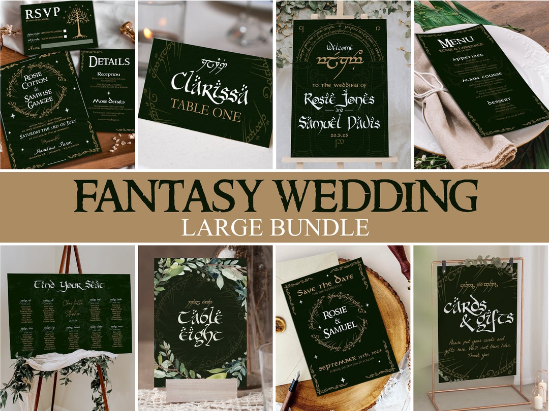 LOTR Wedding Set Large Bundle Editable Templates, Geek Wedding, Tolkien ...