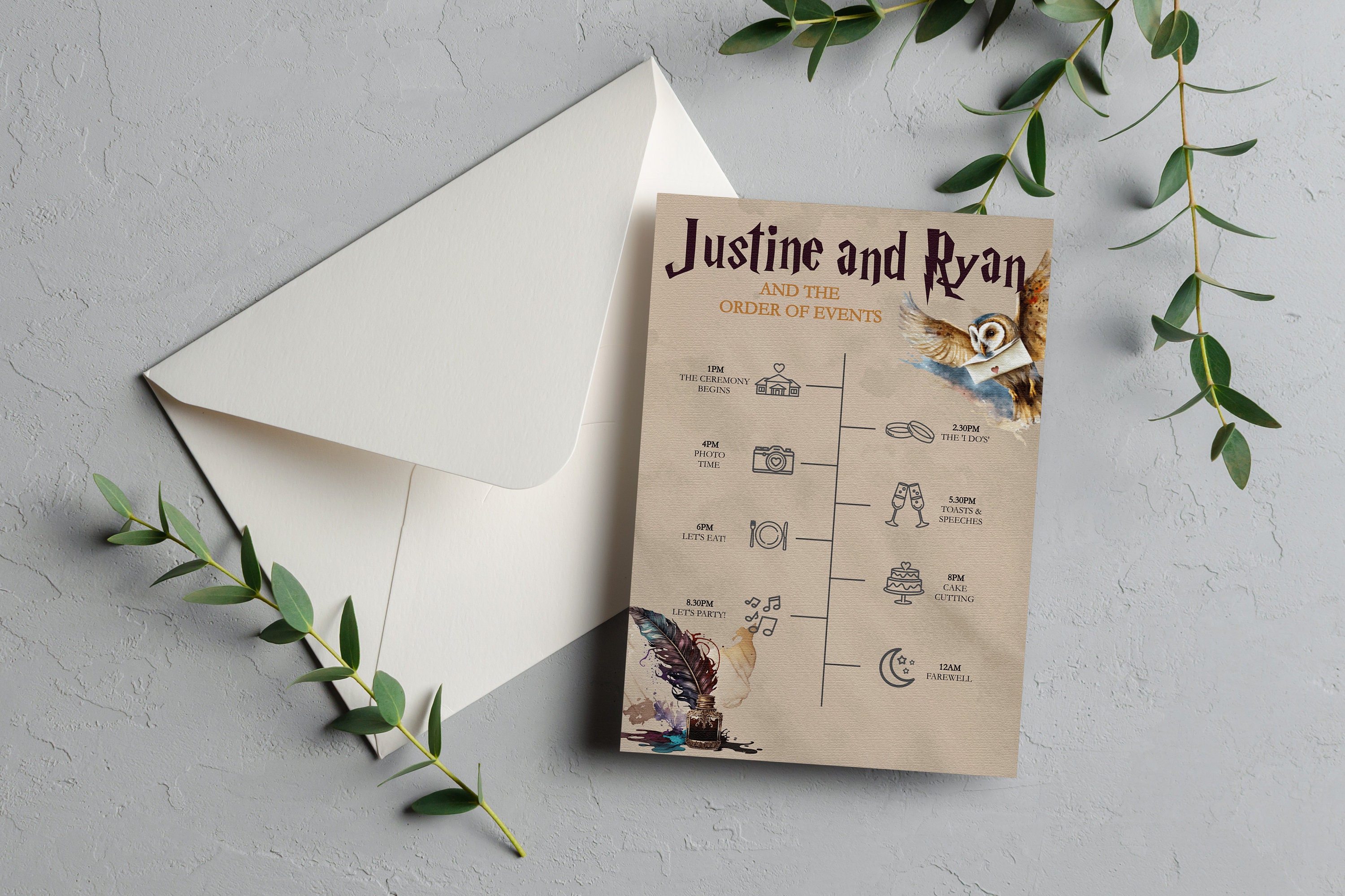 MAGICAL Wizard Wedding Day Timeline Template Fantasy Welcome - Etsy