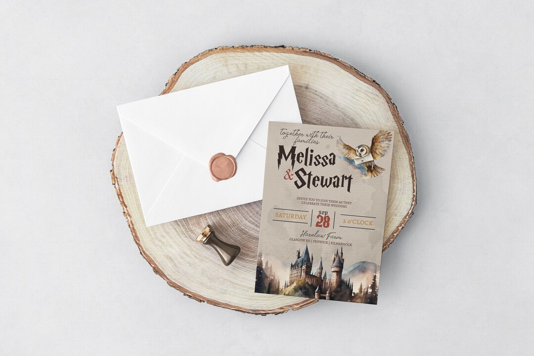 MAGICAL Wedding Invitation Template Editable Magic School Invitation ...