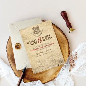 MAGICAL Wedding Invite Set Template Castle Crest Editable Wedding RSVP ...