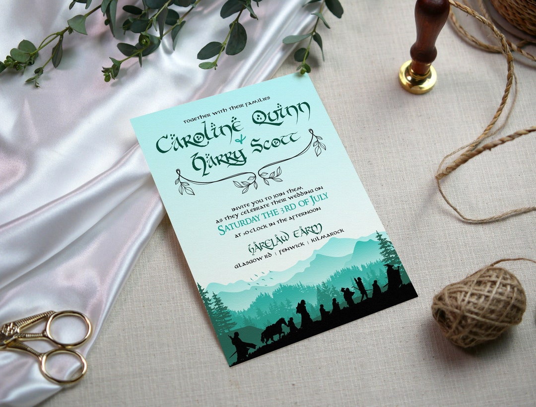 LOTR Fellowship Wedding Invite Only Tolkien Wedding - Etsy