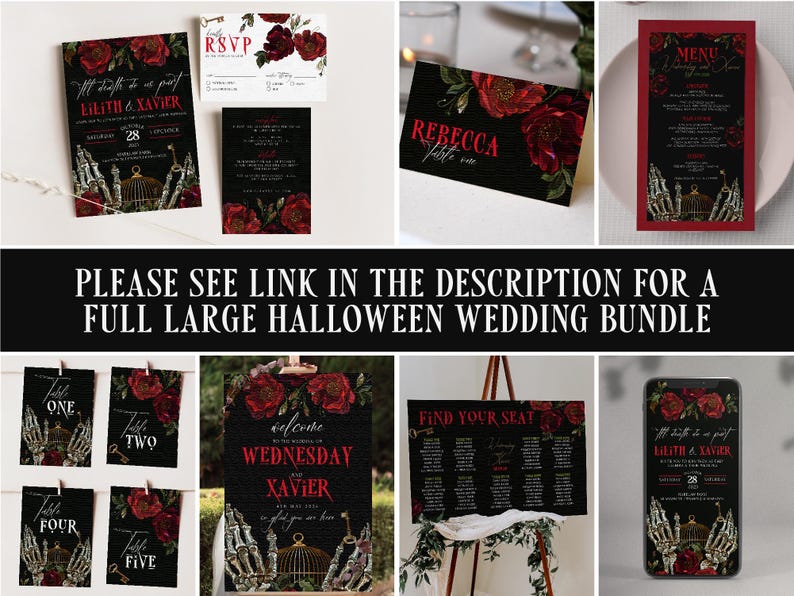 Halloween Wedding Table Numbers Editable Template Gothic Wedding Decor ...