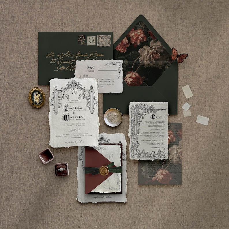 Romantic Goth Wedding Set Large Bundle Editable Templates, Medieval ...