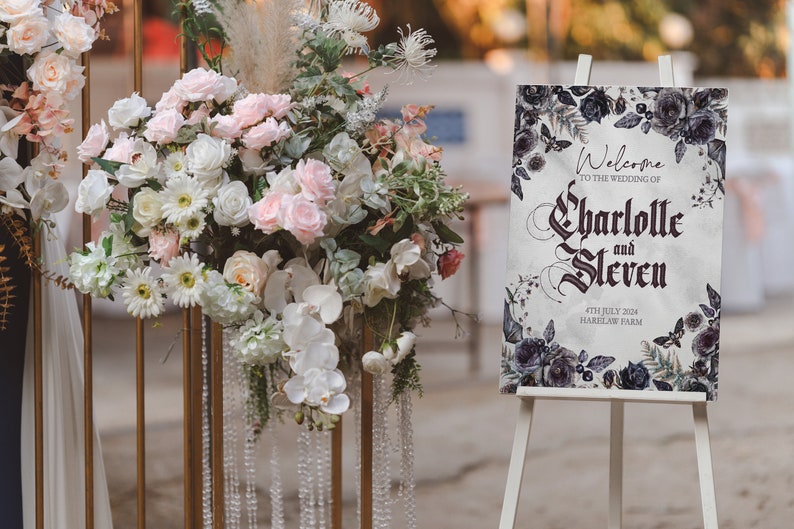 GOTHIC HALLOWEEN Welcome Sign Template Vintage Floral - Etsy