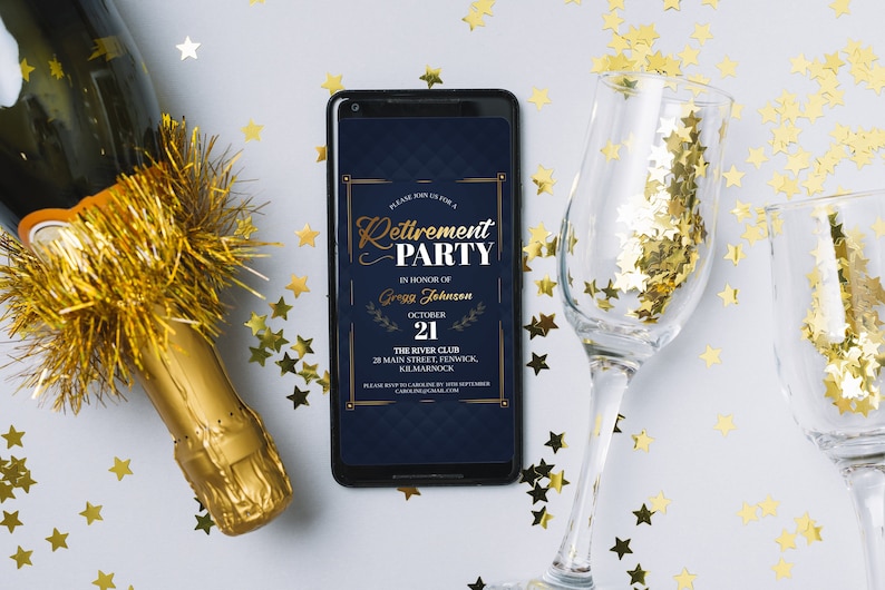 Modern Retirement Party Invitation Template Digital Retirement - Etsy
