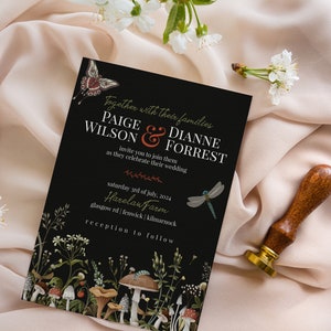 COTTAGECORE Wedding Invitation Set Cute Botanical Wedding Fairy Invite ...