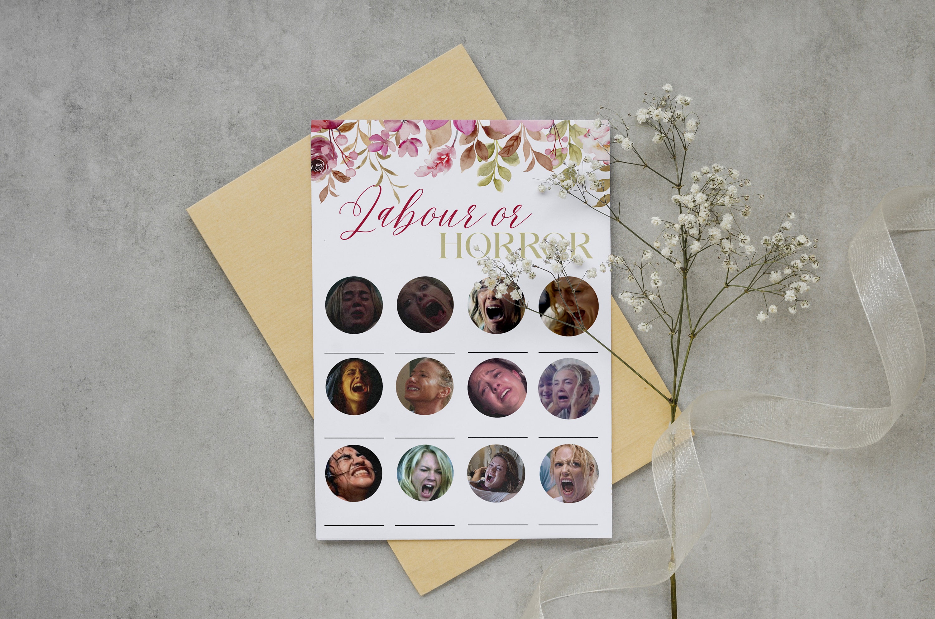 Fun Baby Shower Game Horror or Labor Baby Shower Games Printable Shower ...