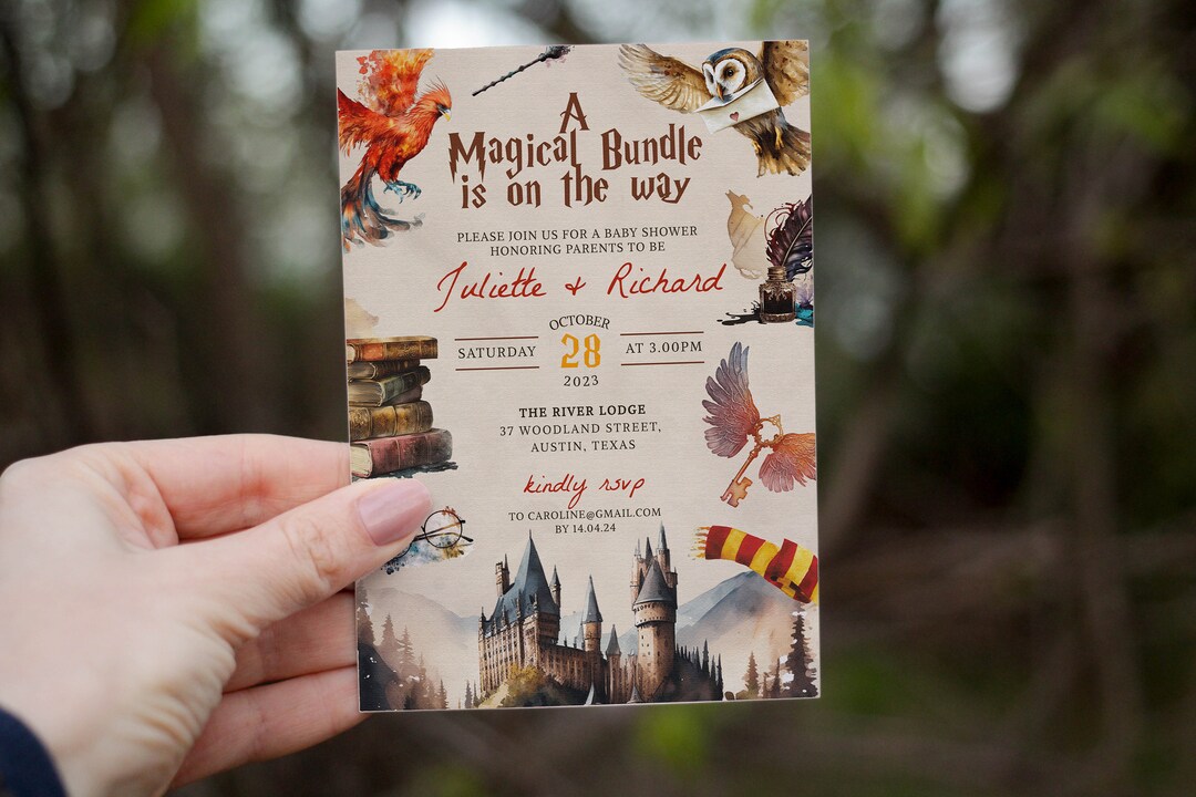 Magical Wizard Baby Shower Invitation Template, Magical Bundle ...