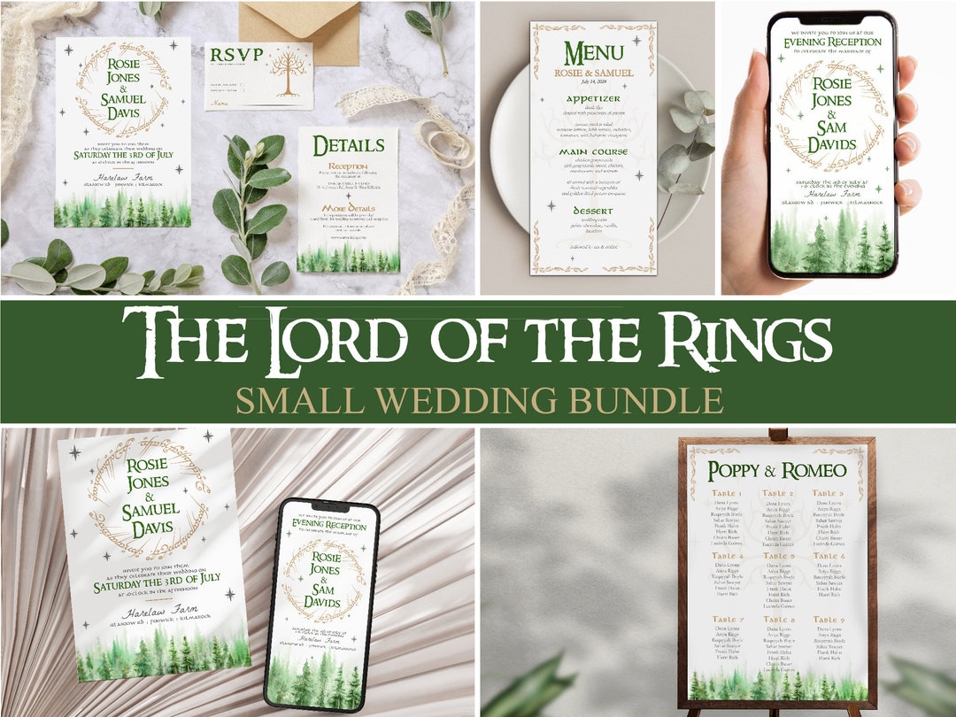 LOTR Wedding Set Small Bundle RSVP Details Invitation Evite Nerdy ...