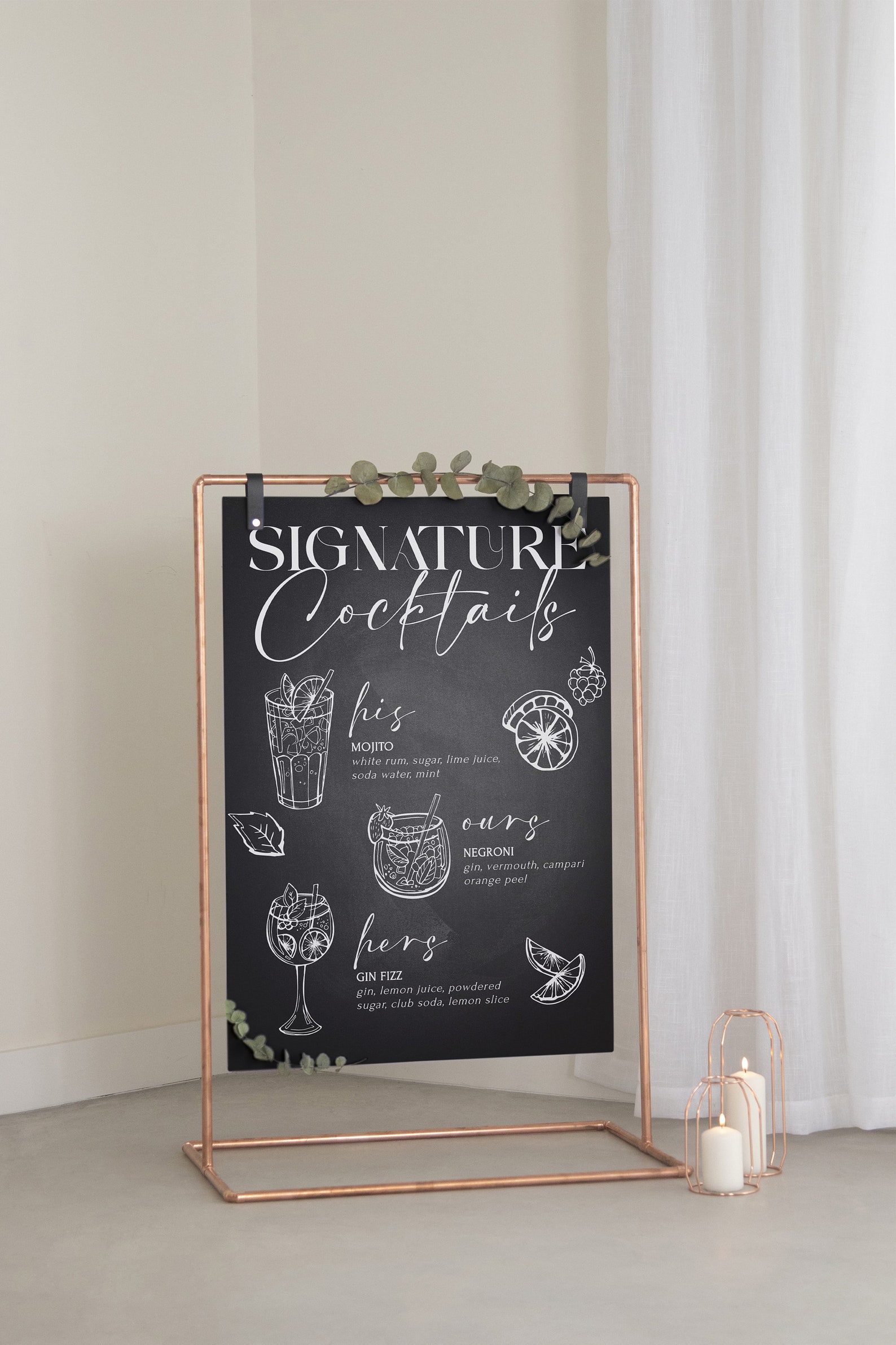Chalkboard Drinks Menu Wedding Signature Cocktails Template Editable ...