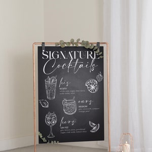 Chalkboard Drinks Menu Wedding Signature Cocktails Template Editable ...