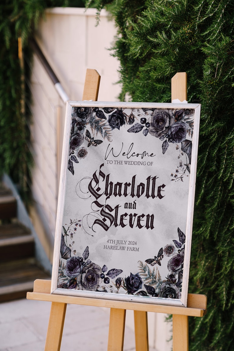GOTHIC HALLOWEEN Welcome Sign Template Vintage Floral - Etsy