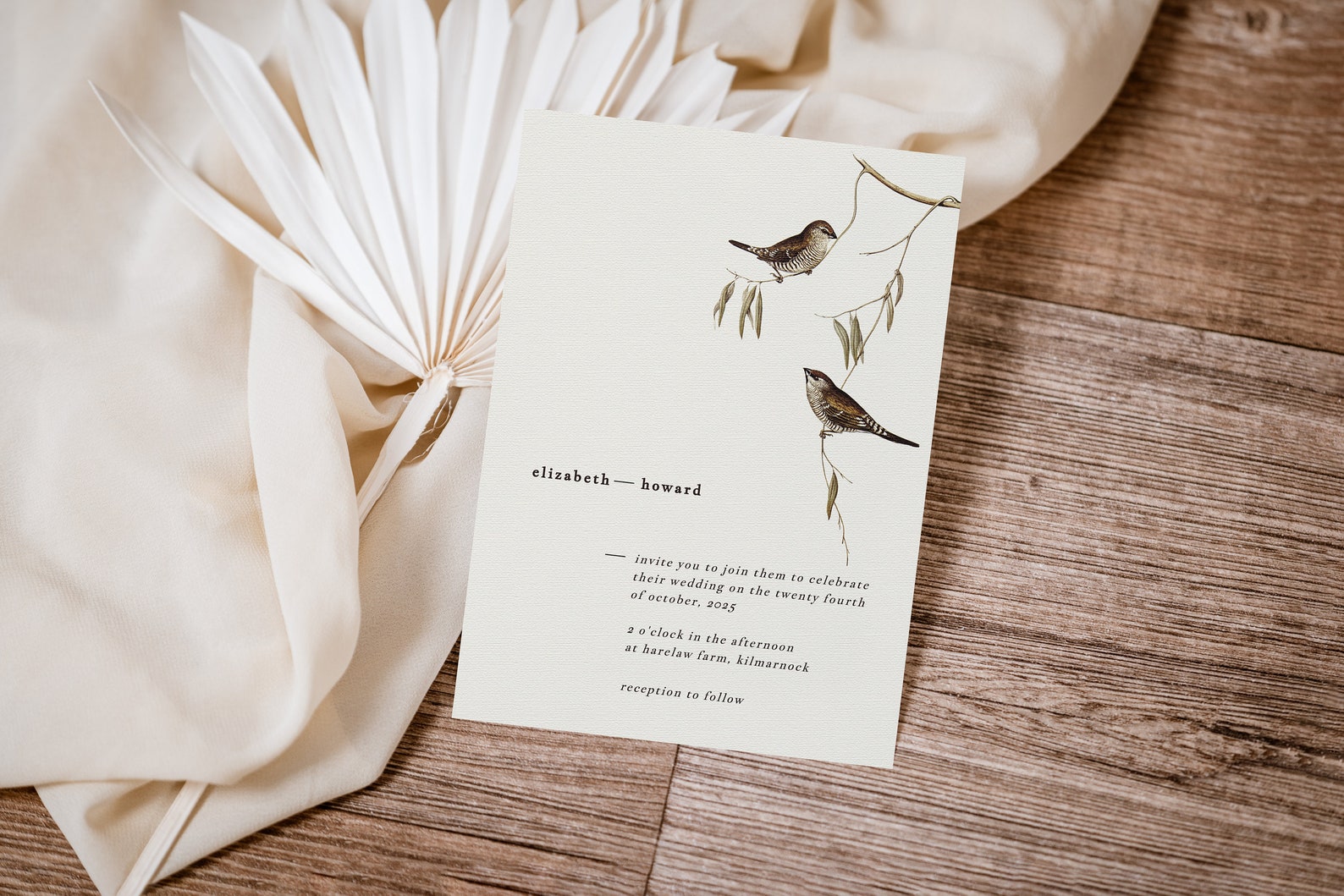 Vintage Birds Wedding Invitation, Nature Wedding Invite, Vintage ...