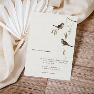 Vintage Birds Wedding Invitation, Nature Wedding Invite, Vintage ...