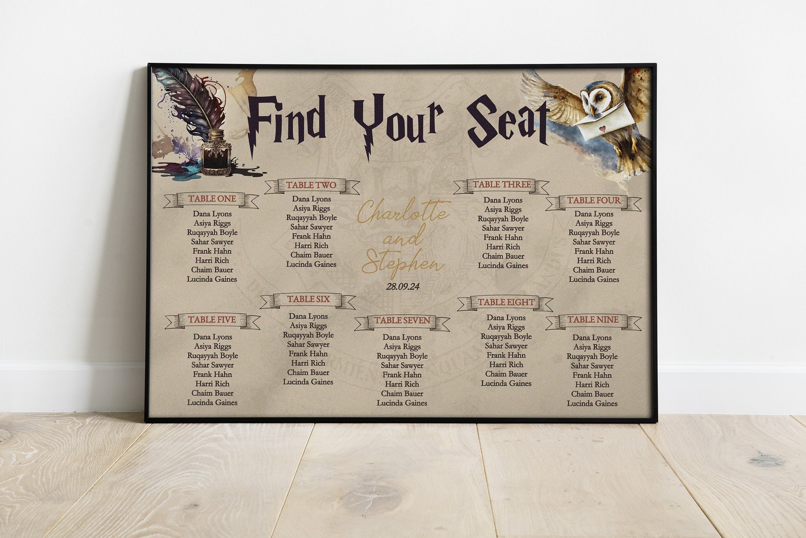 MAGICAL Wedding Seating Chart Template Fantasy Wizard Table Plan ...