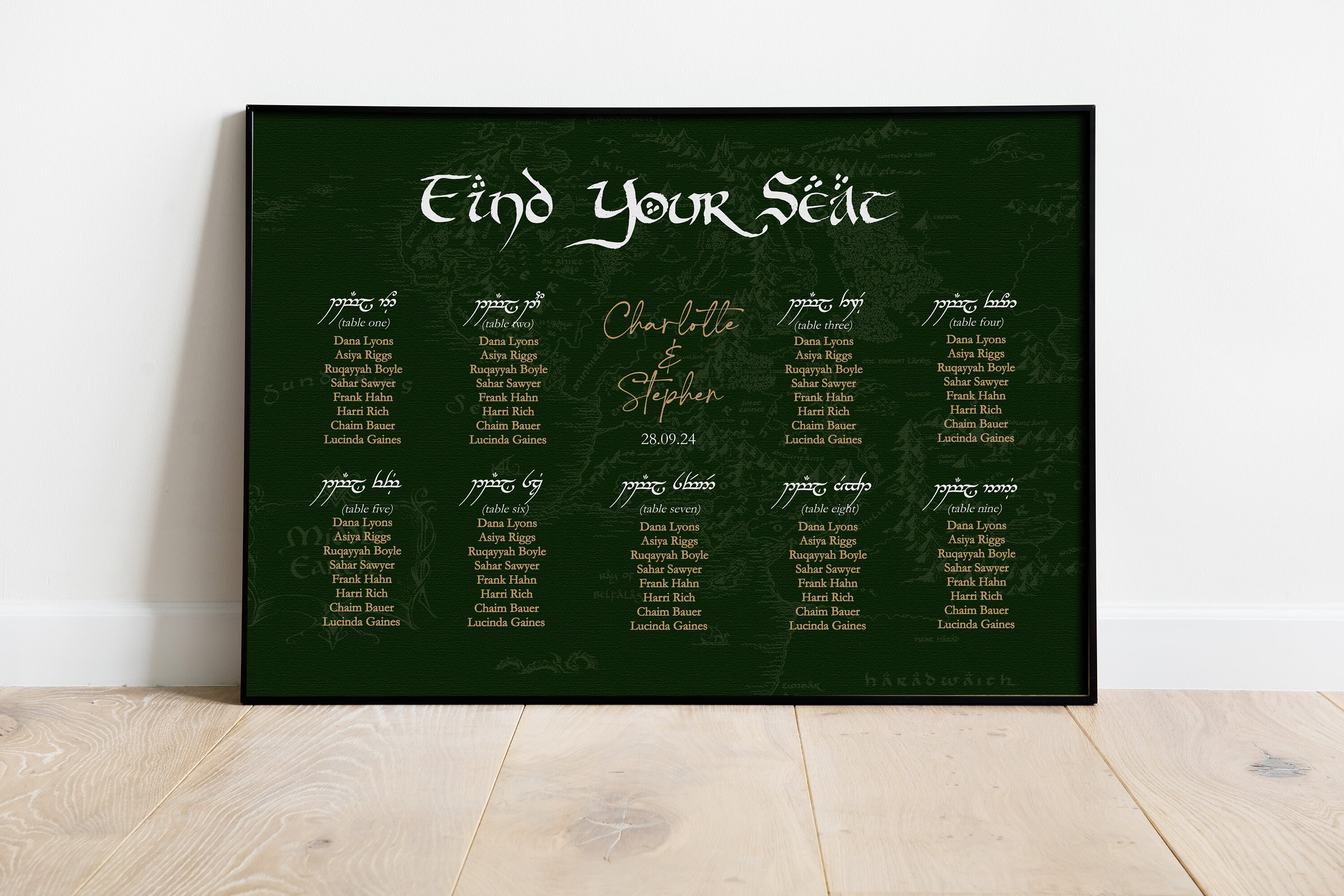 LOTR Wedding Seating Chart Template Nerdy Wedding Middle Earth - Etsy