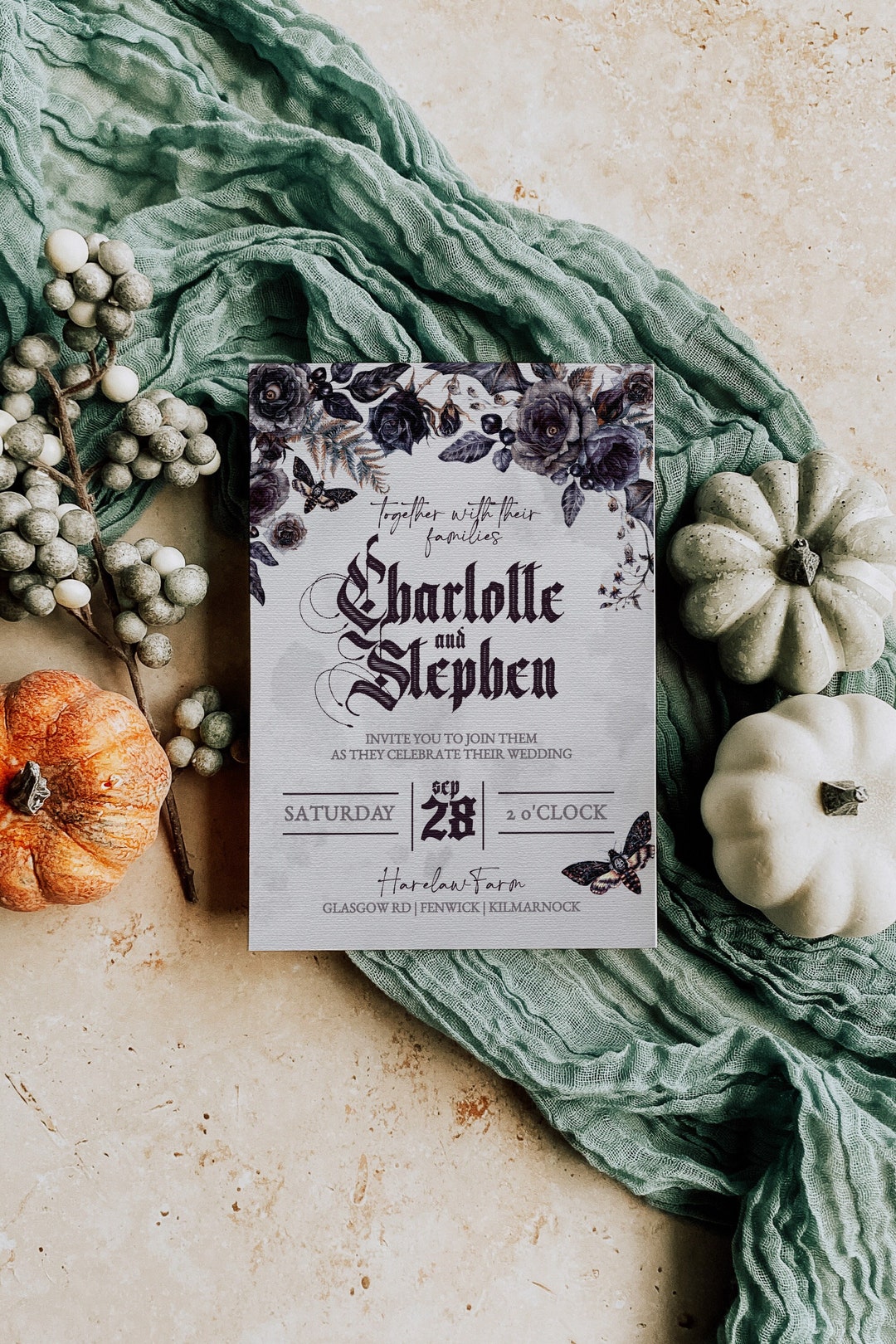 GOTHIC Wedding Invitations Template Halloween Wedding Invite Only ...