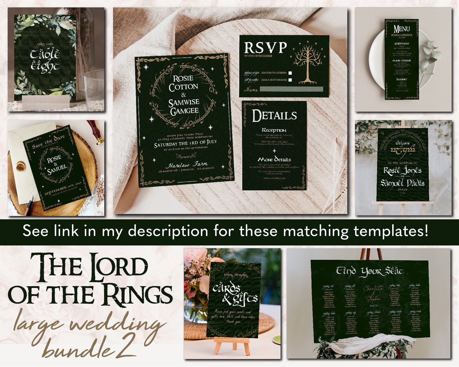 LOTR Wedding Table Numbers Editable Template Geek Wedding Elven Sign ...