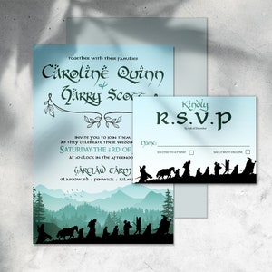LOTR Wedding Invitation Template Bundle Tolkien Wedding Invite Editable ...