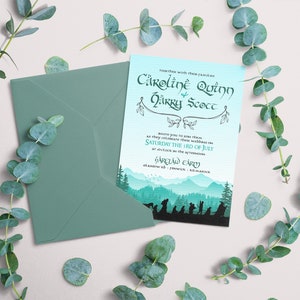 LOTR Fellowship Wedding Invitation Fantasy Invite for Day & Evening ...
