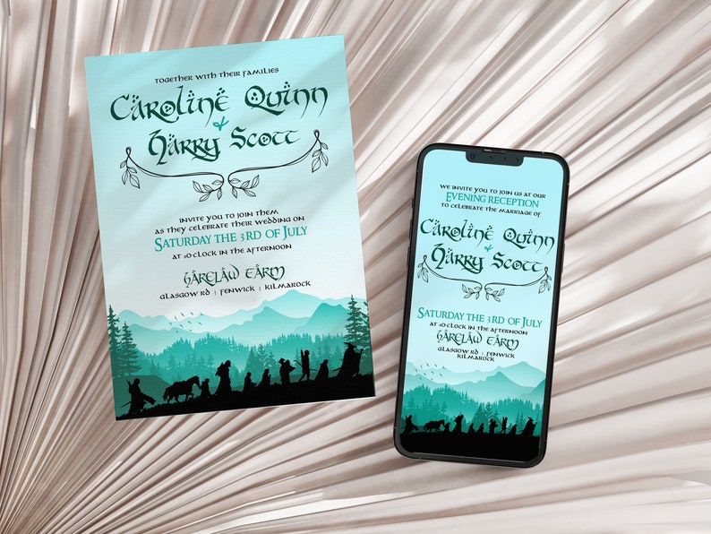LOTR Fellowship Wedding Invitation Fantasy Invite for Day & - Etsy