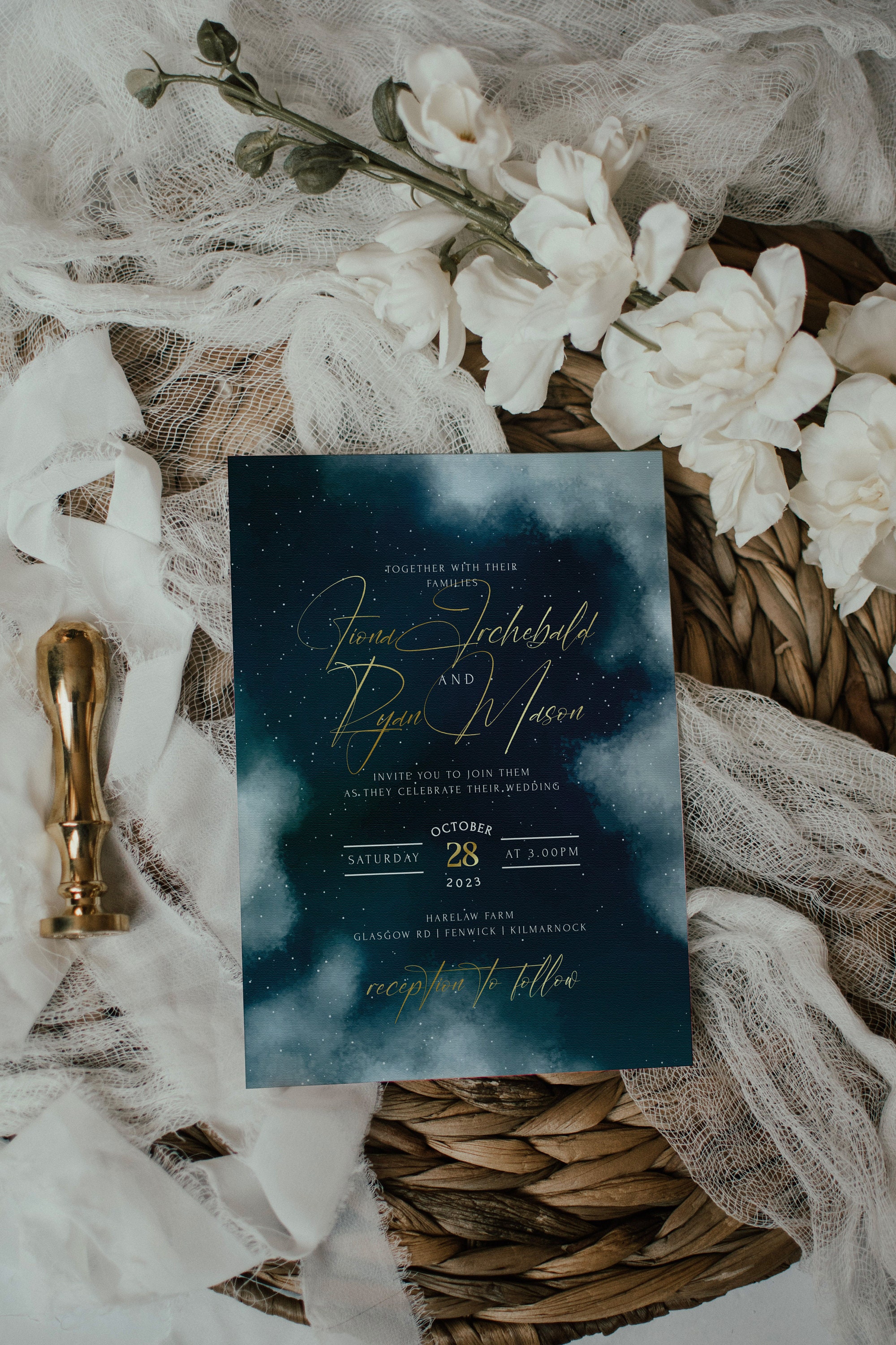 Celestial Wedding Invitation Template, Editable Night Sky Wedding ...