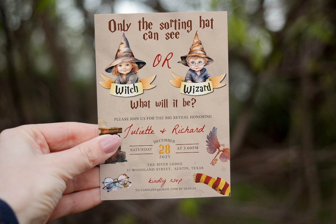Magical Wizard Gender Reveal Invitation Template, Witch or Wizard ...