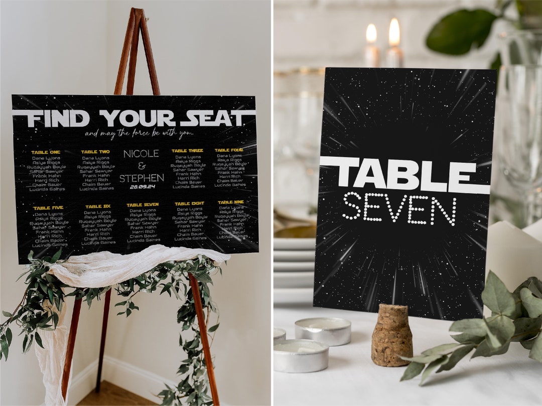 SCI FI Wedding Table Cards and Seating Plan Bundle Template Geeky ...