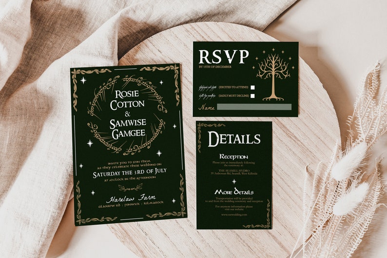 LOTR Wedding Set Large Bundle Editable Templates, Geek Wedding, Tolkien ...
