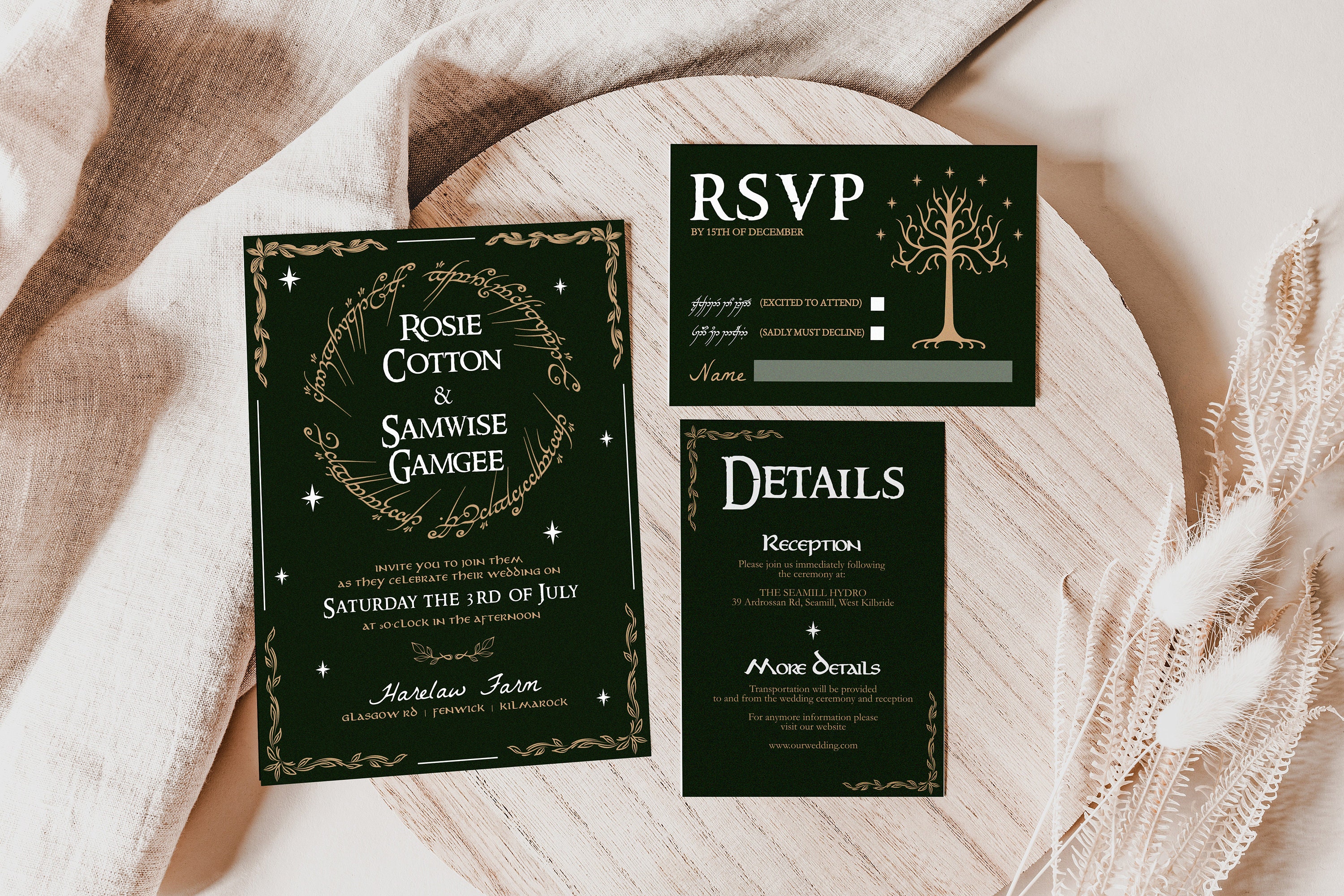 LOTR Wedding Set Large Bundle Editable Templates, Geek Wedding, Tolkien ...