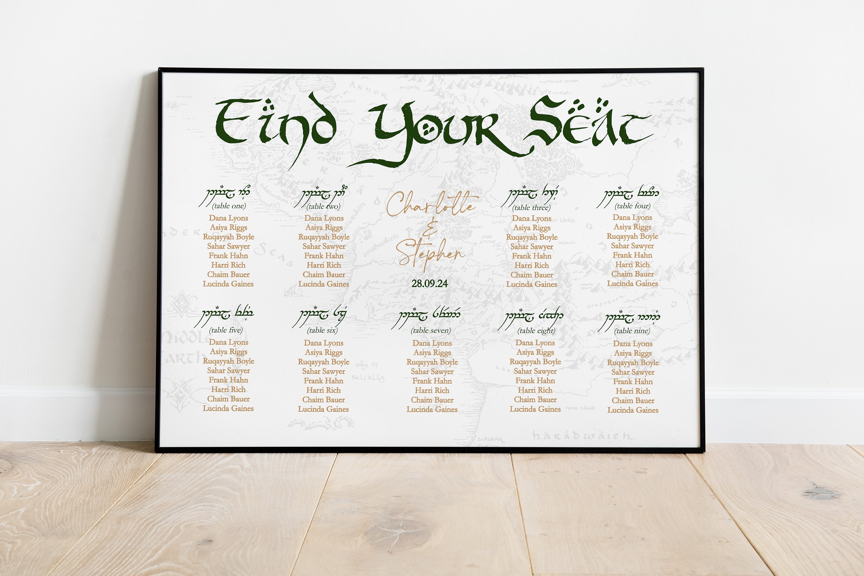 LOTR Wedding Seating Chart Template Editable Geek Wedding Sign - Etsy UK