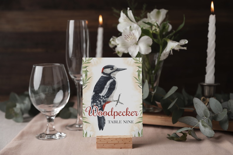 Birds Wedding Table Cards Template Bird Illustrations Nature Wedding ...