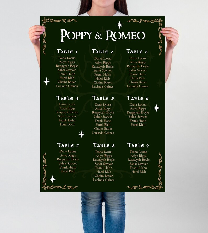 LOTR Seating Plan Template Printable Wedding Table Plan - Etsy