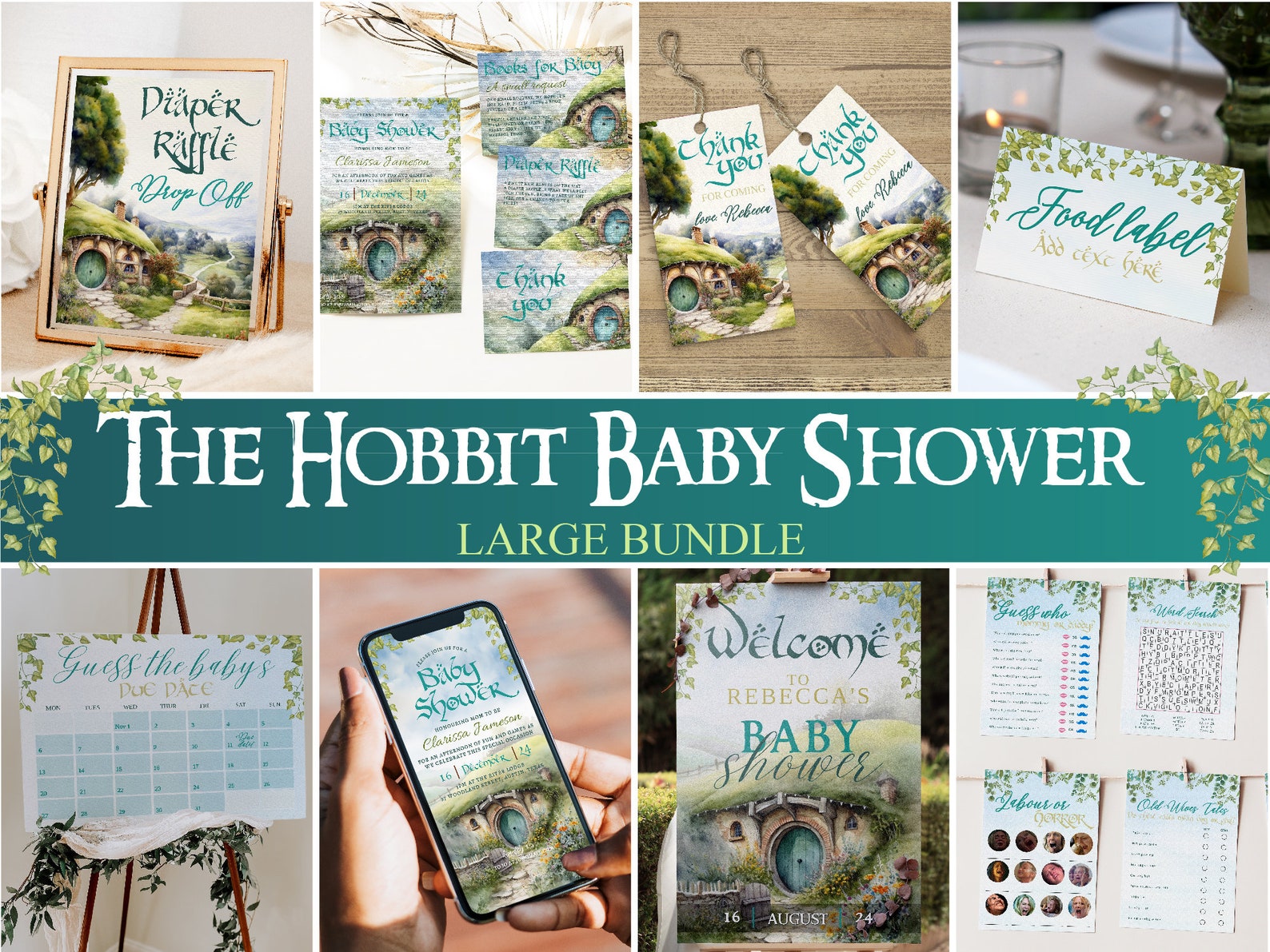 The Hobbit Baby Shower Large Bundle Bundle Editable Baby - Etsy UK