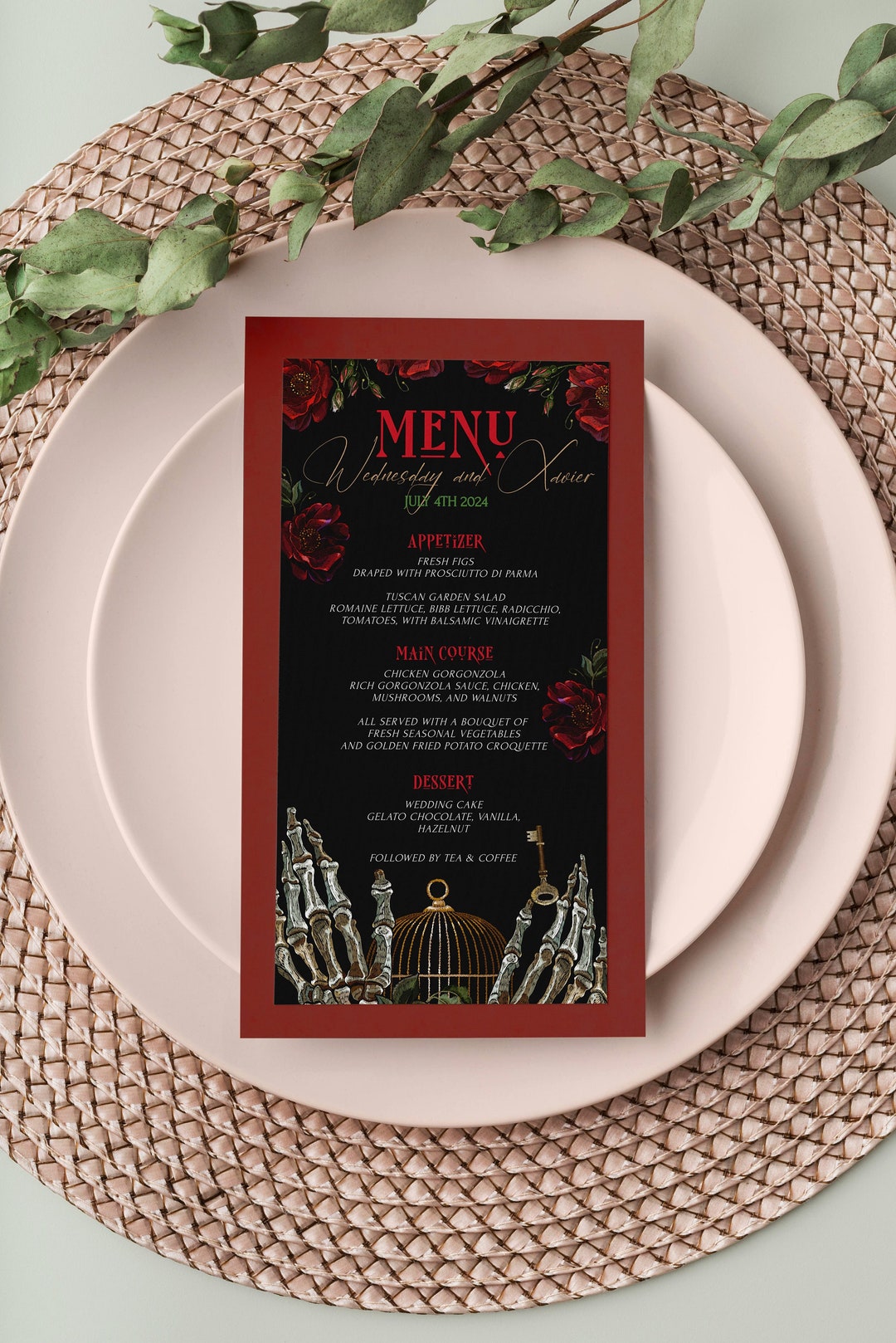 Gothic Wedding Menu Template Editable Menu Cards for Wedding Halloween ...