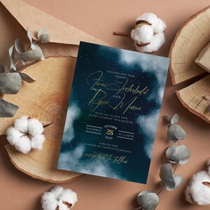 Celestial Wedding Invitation Template, Editable Night Sky Wedding ...