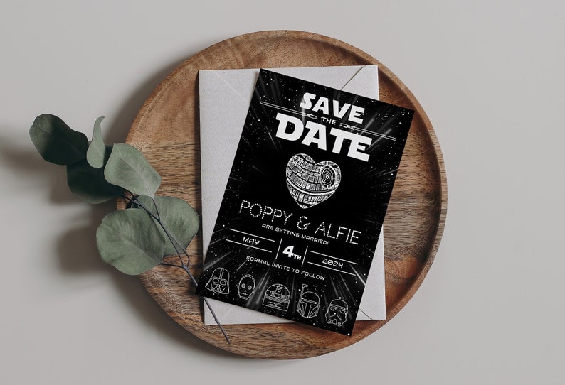 Nerdy Wedding Invitation Save the Date Template Sci Fi Geek Wedding ...