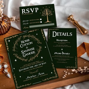 LOTR Wedding Invitation Template Set Elven Wedding Invite RSVP Details ...