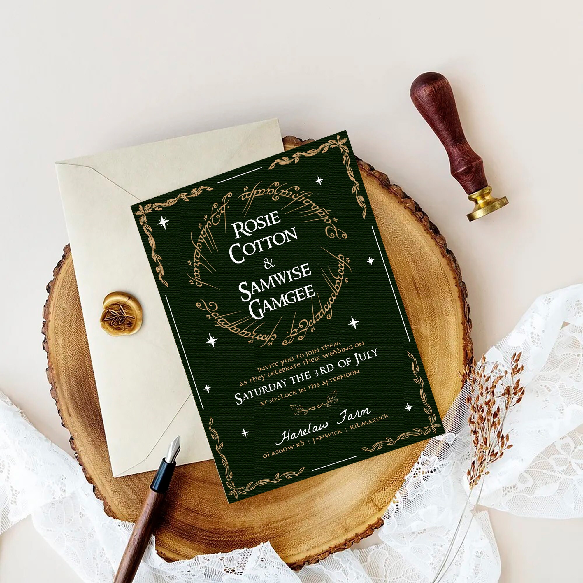 LOTR Wedding Invitation Template Set Elven Wedding Invite - Etsy