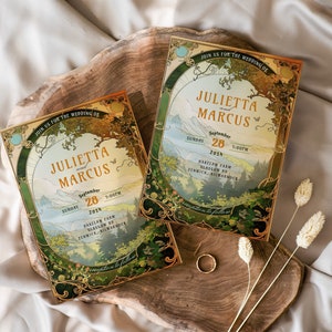 Fantasy Art Nouveau Wedding Invitation Set, LOTR Wedding Invite ...